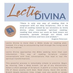 Lectio Divina Printable Handout - Etsy