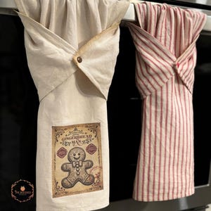 Gingerbread Kitchen Towel, Red Ticking Stripe Towel, Oven/stove Handle ...