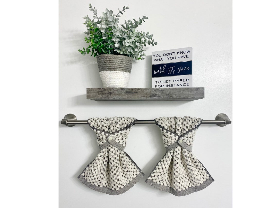 Black and Beige Fingertip Towels, Stay Put Towel, Small Hand Towel ...