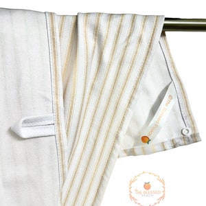 Neutral Ticking Stripe Kitchen Towels With Ruffle, Stay Put Towel, Dish ...