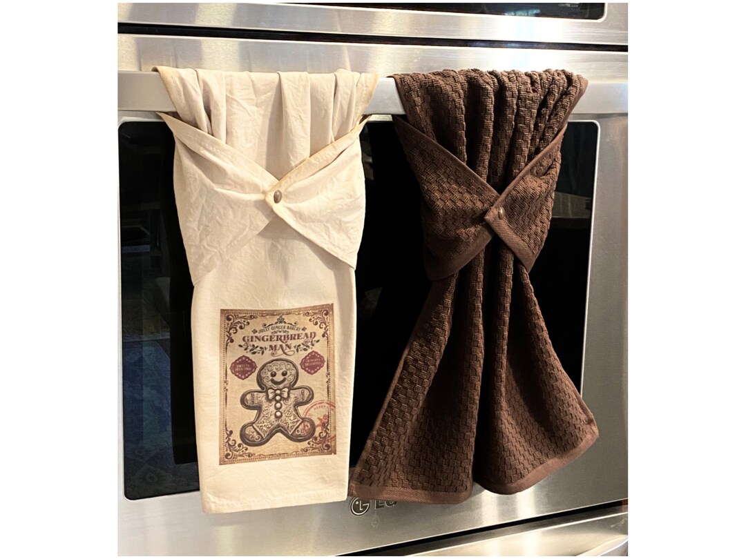 Neutral Gingerbread Kitchen Towel Set, Holiday Hand Towel, Christmas ...