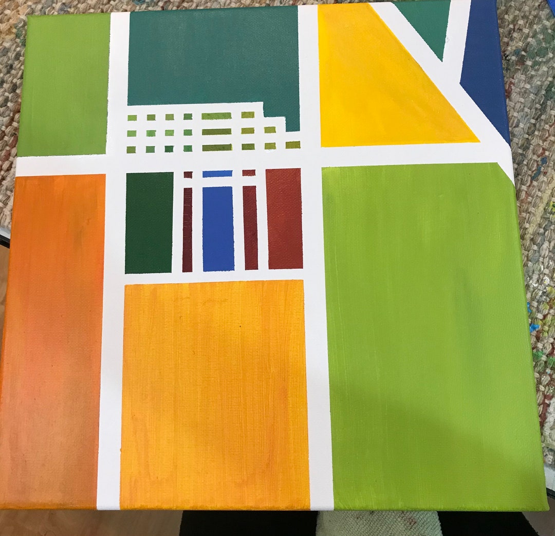 Mondrian-style Aerial Maps Bright Palette - Creighton, NE - Etsy France