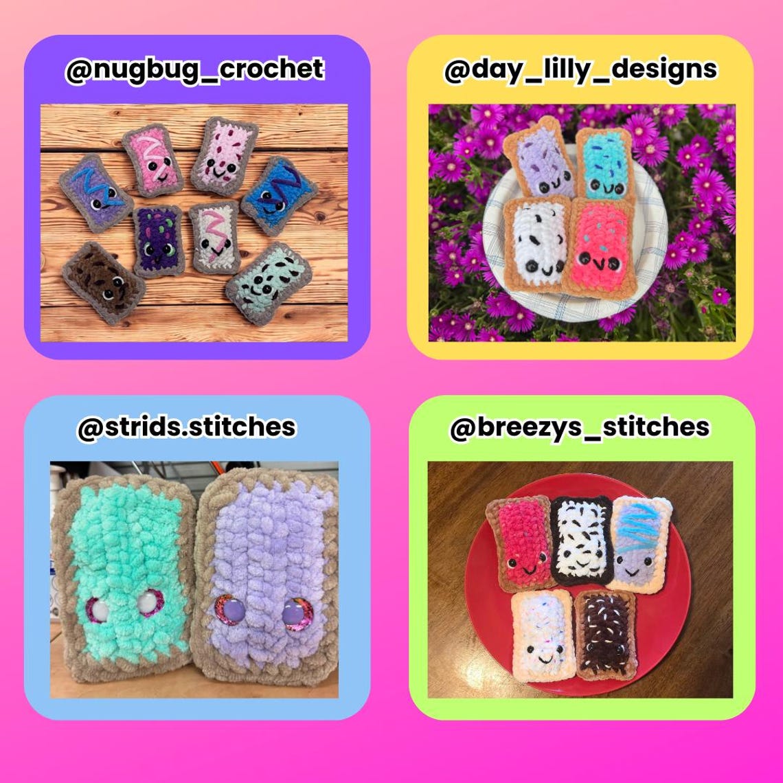 No Sew Toaster Pastry Crochet Pattern; Easy Quick Crochet Food Pattern ...