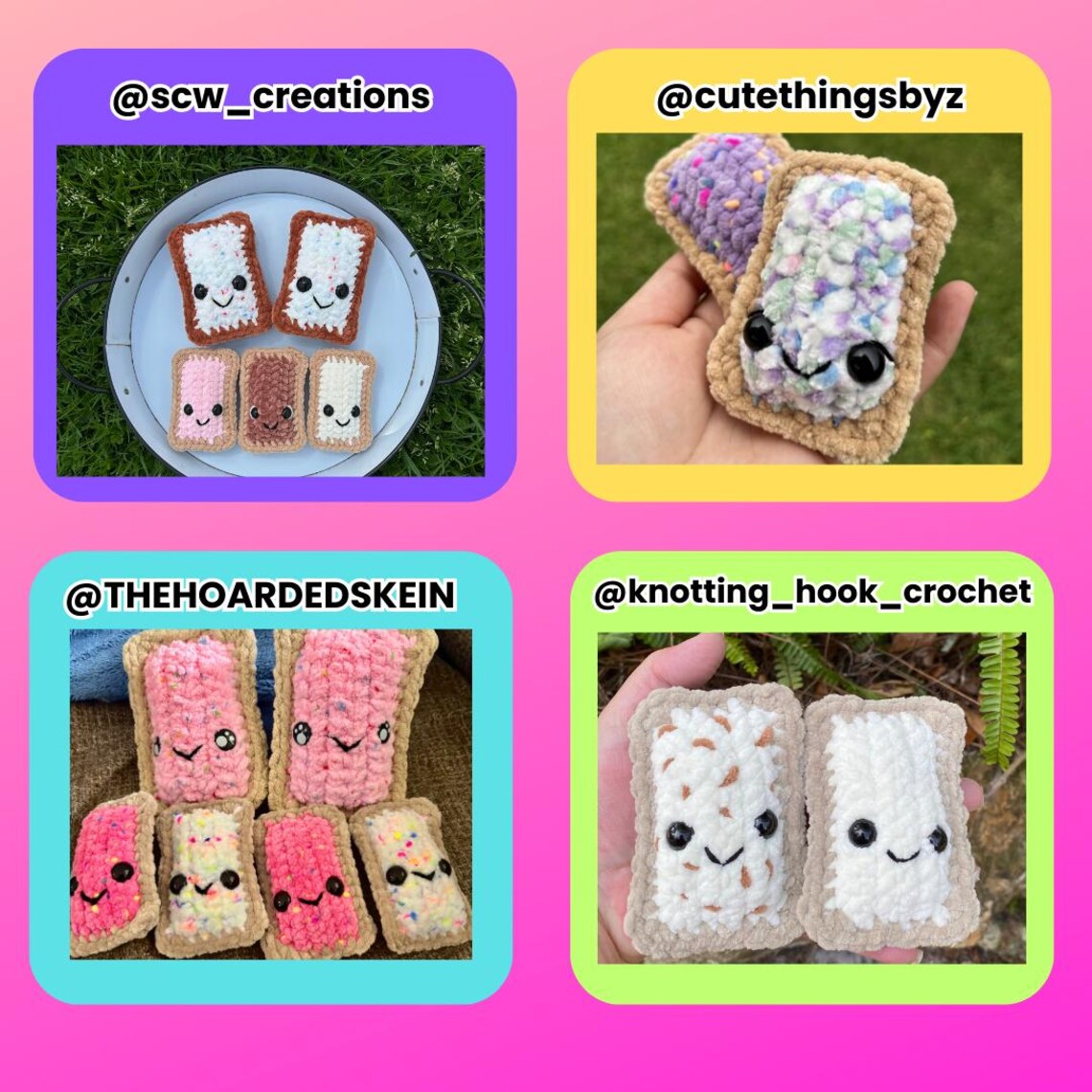 No Sew Toaster Pastry Crochet Pattern; Easy Quick Crochet Food Pattern ...