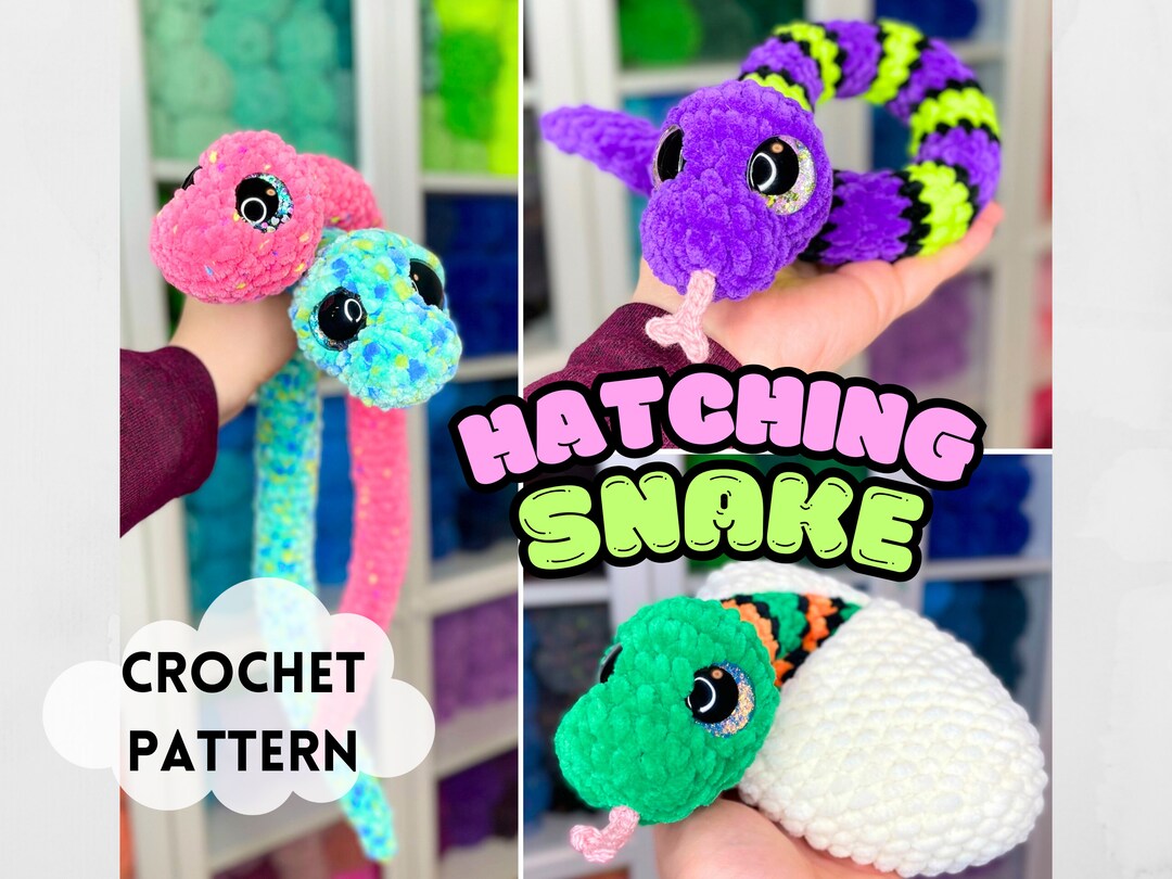 NO SEW Hatching Baby Snake Crochet Pattern; Easy Snake Beginner Crochet ...