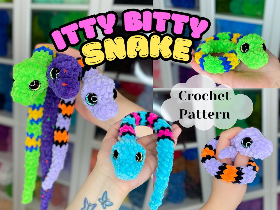 NO SEW Itty Bitty Snake Crochet Pattern; Easy Snake Beginner Crochet ...
