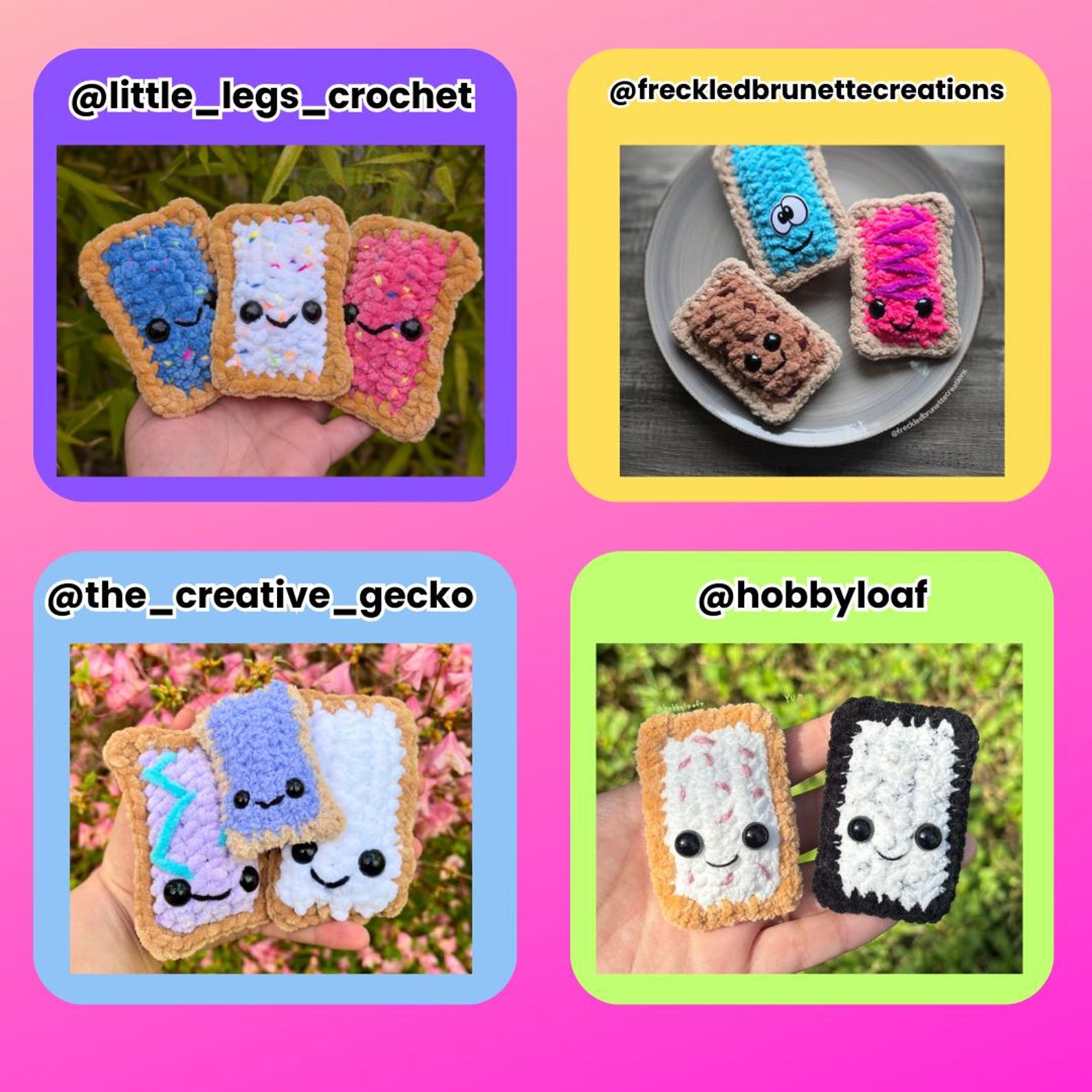 No Sew Toaster Pastry Crochet Pattern; Easy Quick Crochet Food Pattern ...