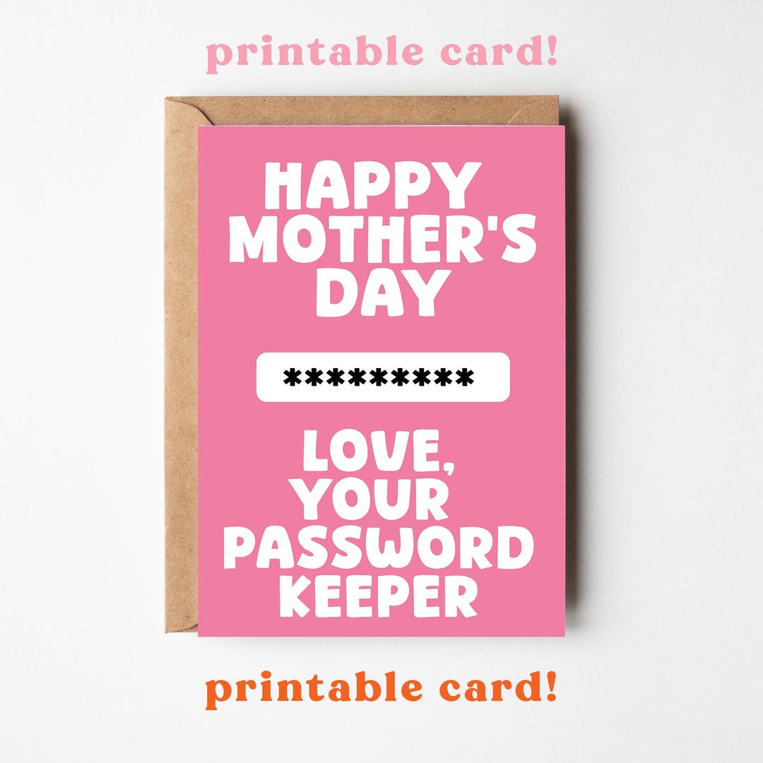 Printable Password Mother's Day Card Birthday Mum Mom - Etsy