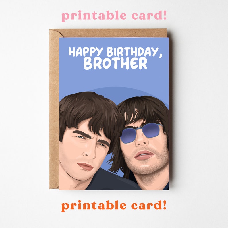 Oasis Brother Happy Birthday Card - Etsy