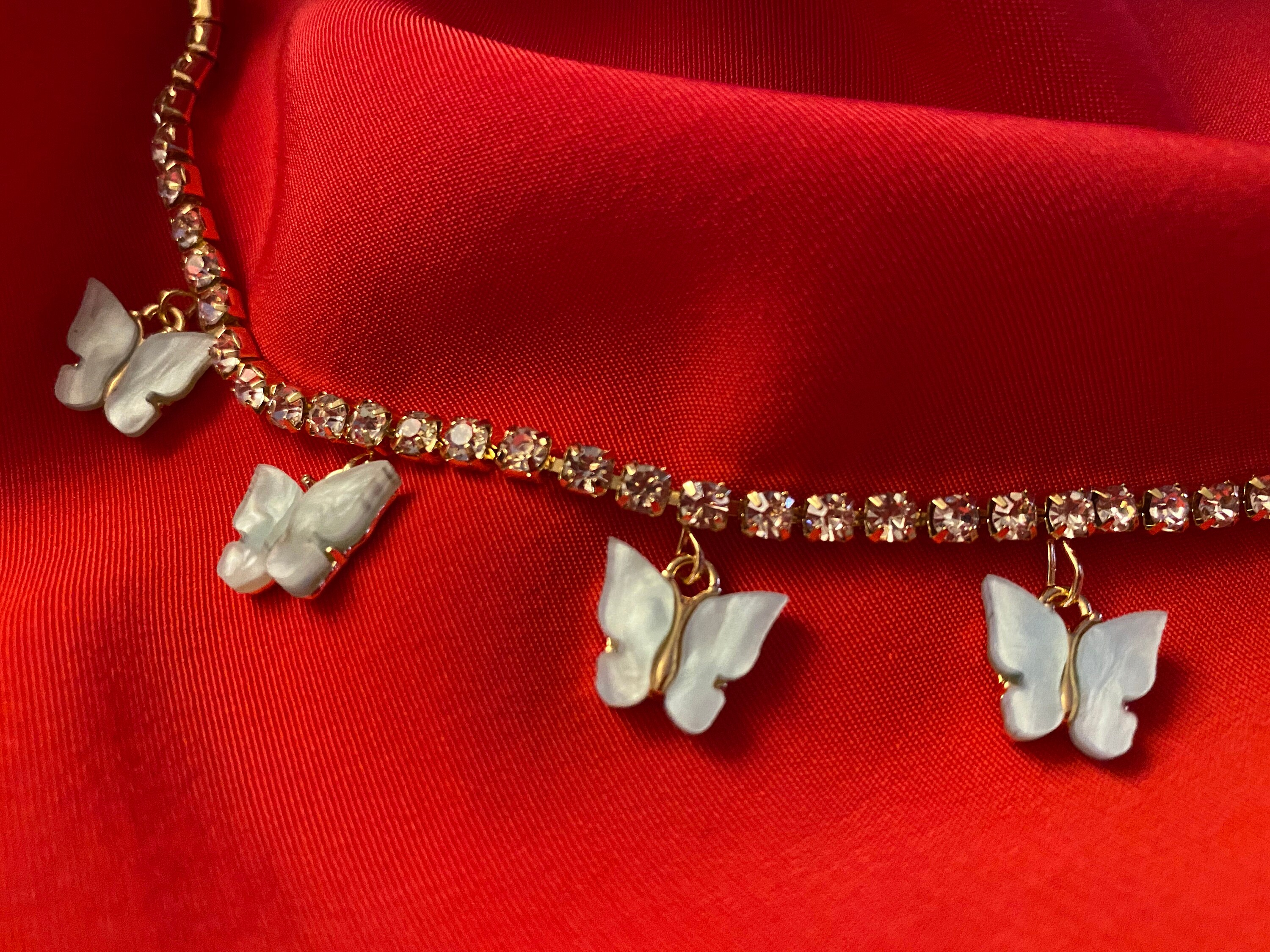 Iced Butterfly Necklace Blue - Etsy