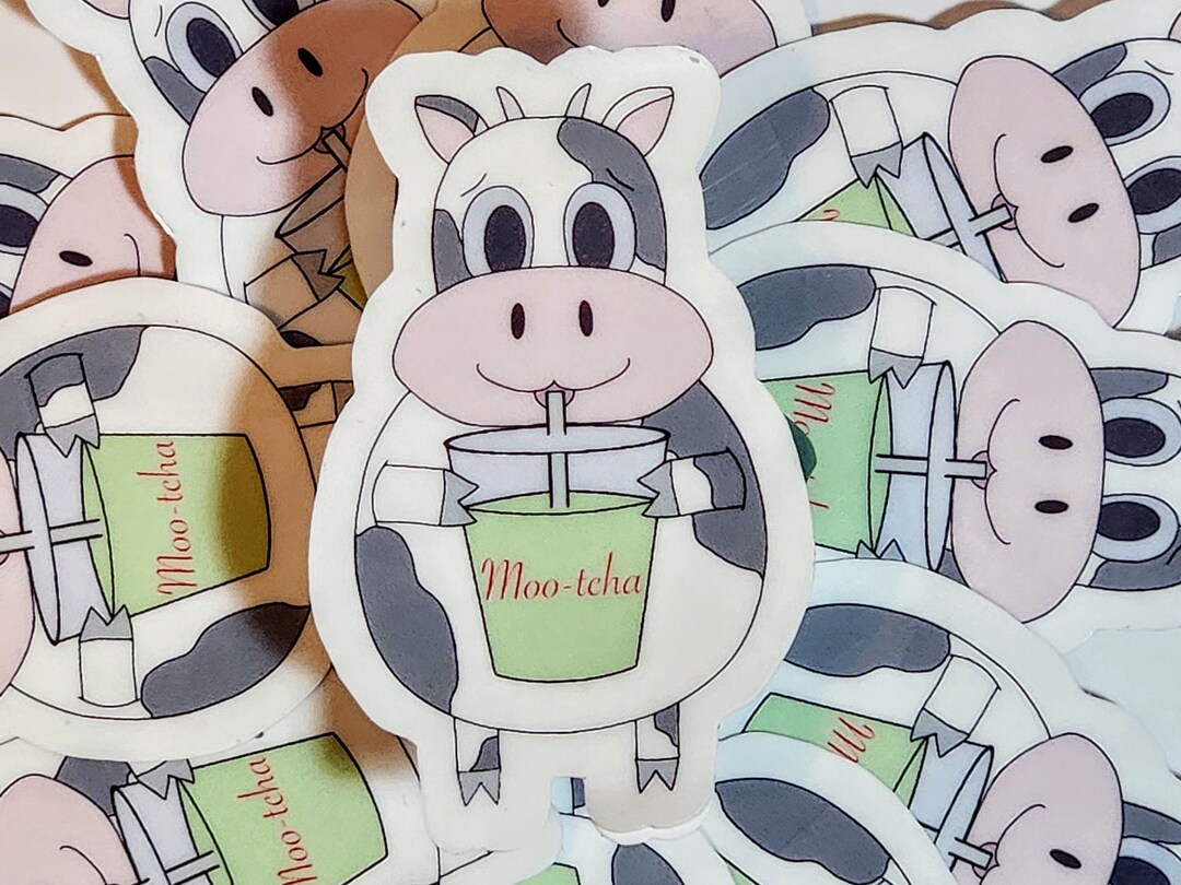 Moo-tcha Matcha Cow Pun Sticker - Etsy