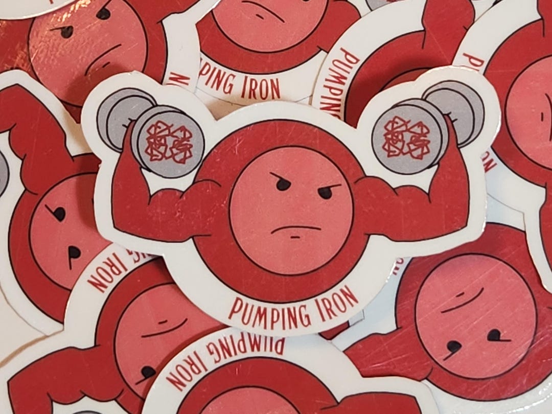 Red Blood Cell "pumping Iron" Pun Sticker - Etsy