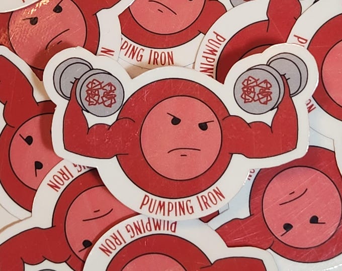 Red Blood Cell "pumping Iron" Pun Sticker - Etsy