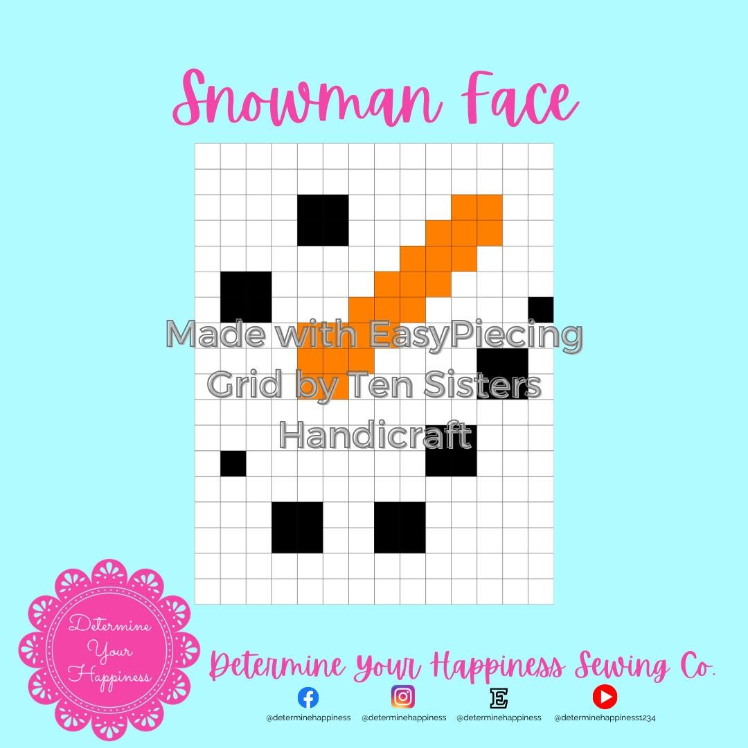 Winter- Snowman Face Pattern Comes W/ 2 Panels of Easypiecing Grid by ...