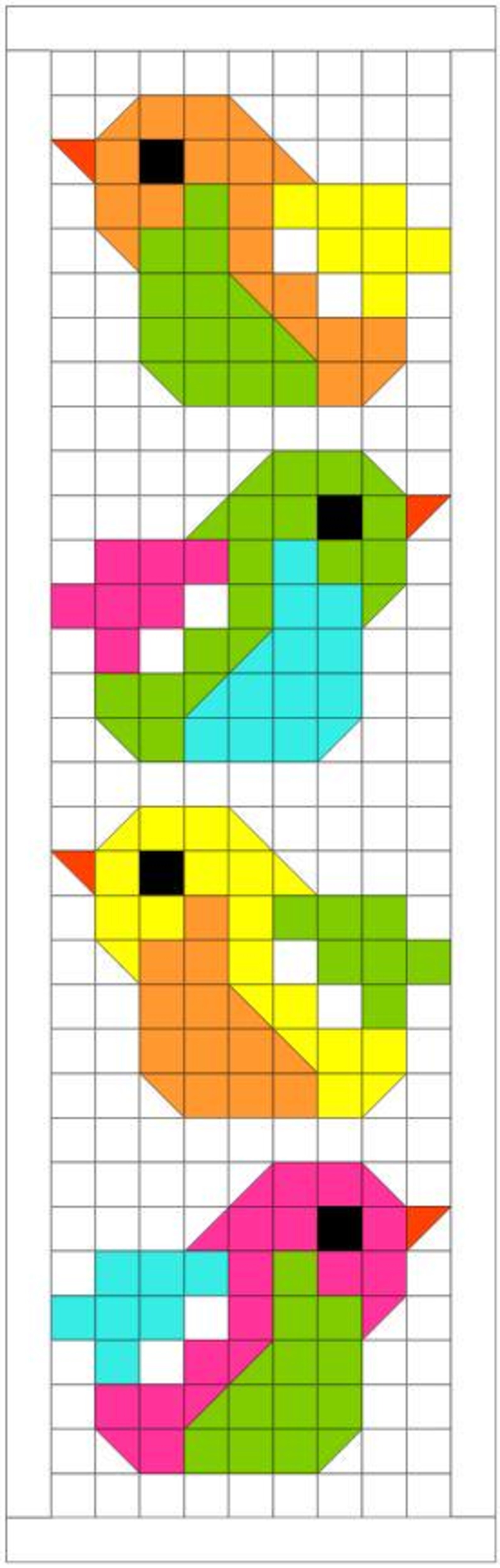 4 Birds Table Runner 3-panel Pattern W/ Purchase Easypiecing Grid ...