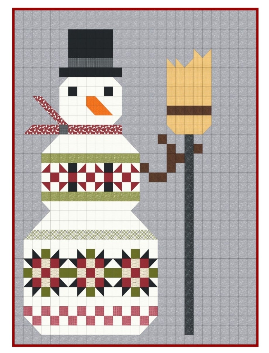 Patchwork Snowman Pattern Comes With 8 Easypiecing Grid Panels by Ten ...