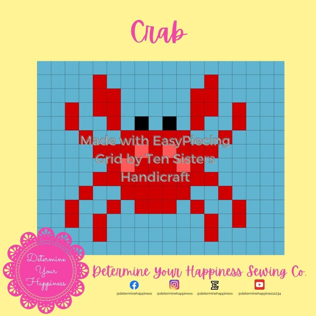 Crab Quilt Block Pattern Comes W/ 2 Panels of Easypiecing Grid by Ten ...