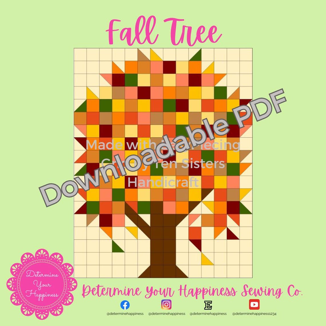 Fall Tree PDF Pattern, Printable Pattern, Instant Download Pattern Grid ...