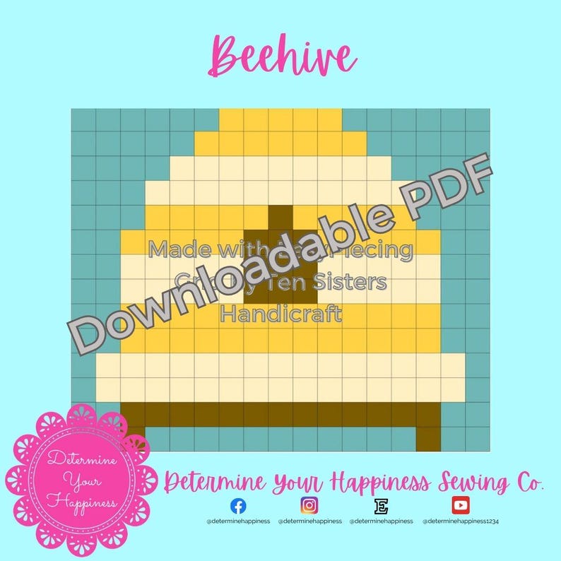 Beehive PDF Pattern, Printable Pattern, Instant Download Pattern, Grid ...