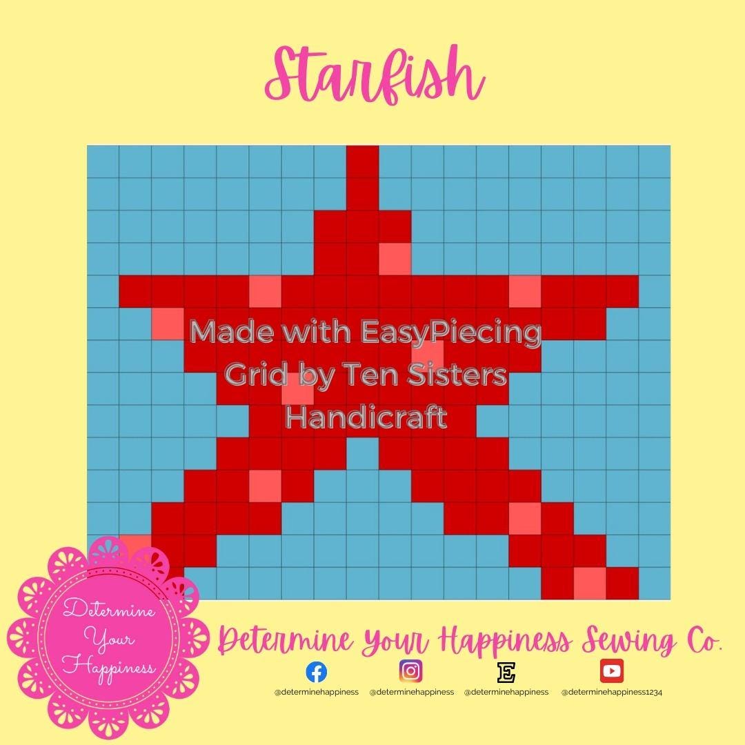 Starfish Quilt Block Pattern Comes W/ 2 Panels of Easypiecing Grid by ...
