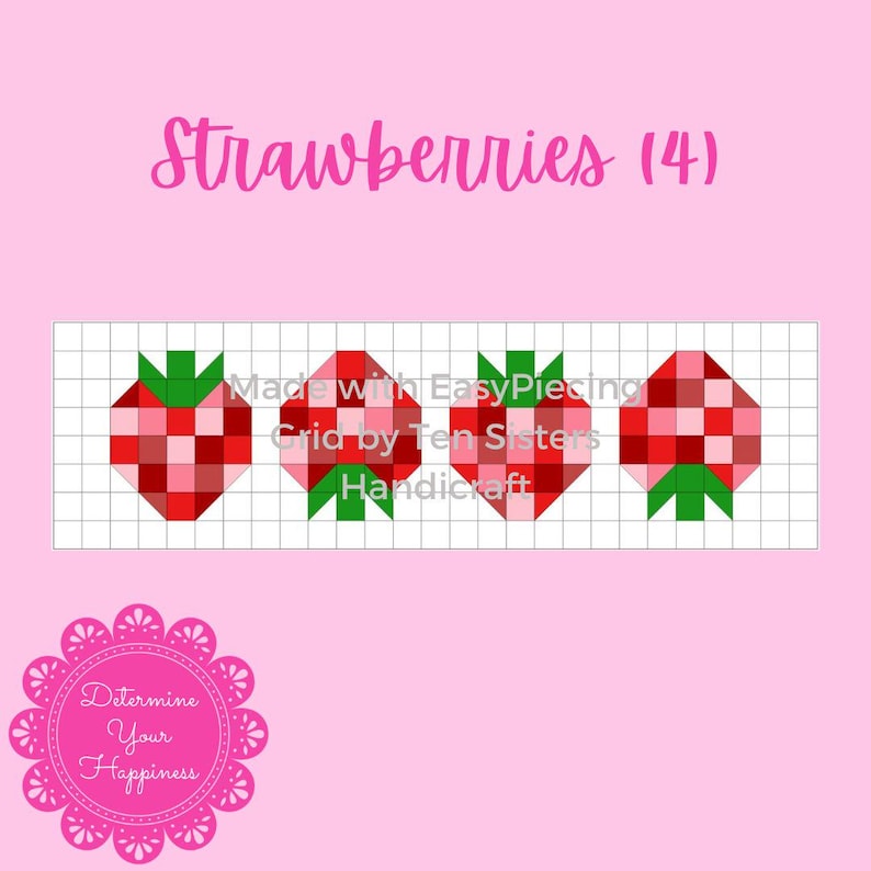 Strawberry Table Runner Comes With 2panels of Easypiecing Grid by Ten Sisters Handicraft Printed ...