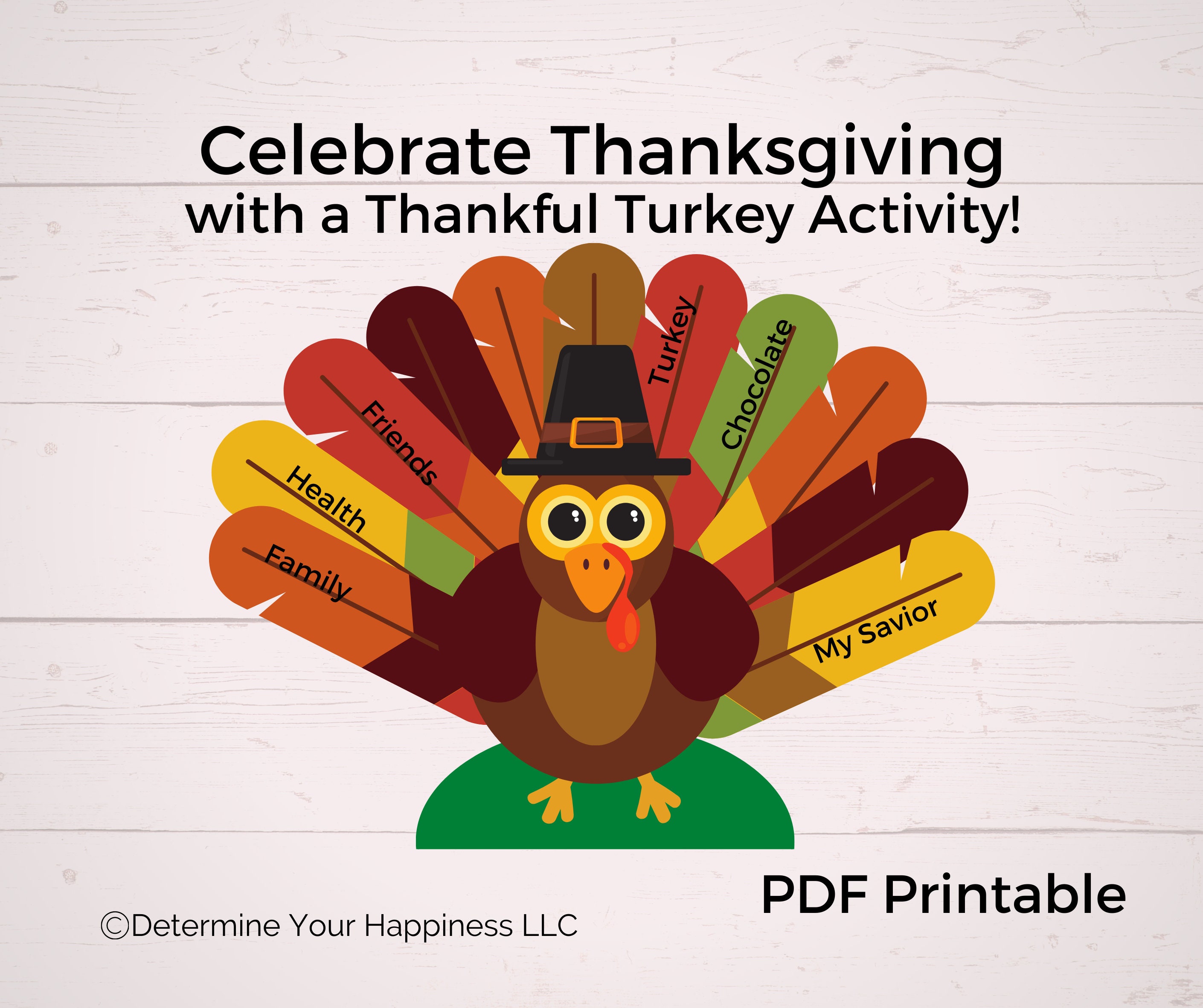 Printable Thankful Turkey for Teaching Gratitude - Etsy