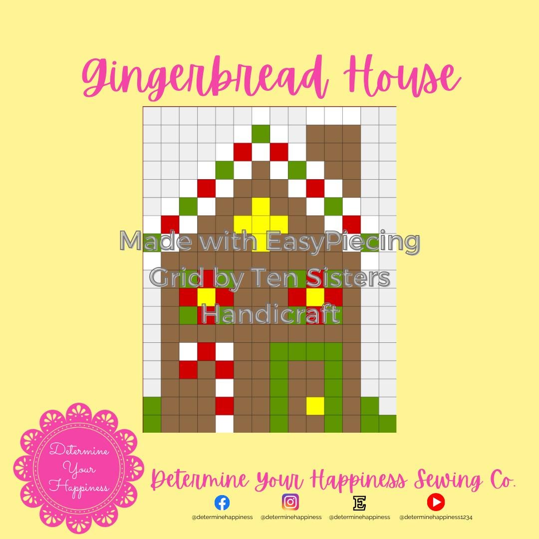 Gingerbread House Pattern Comes W/ 2 Panels of Easypiecing Grid by Ten ...