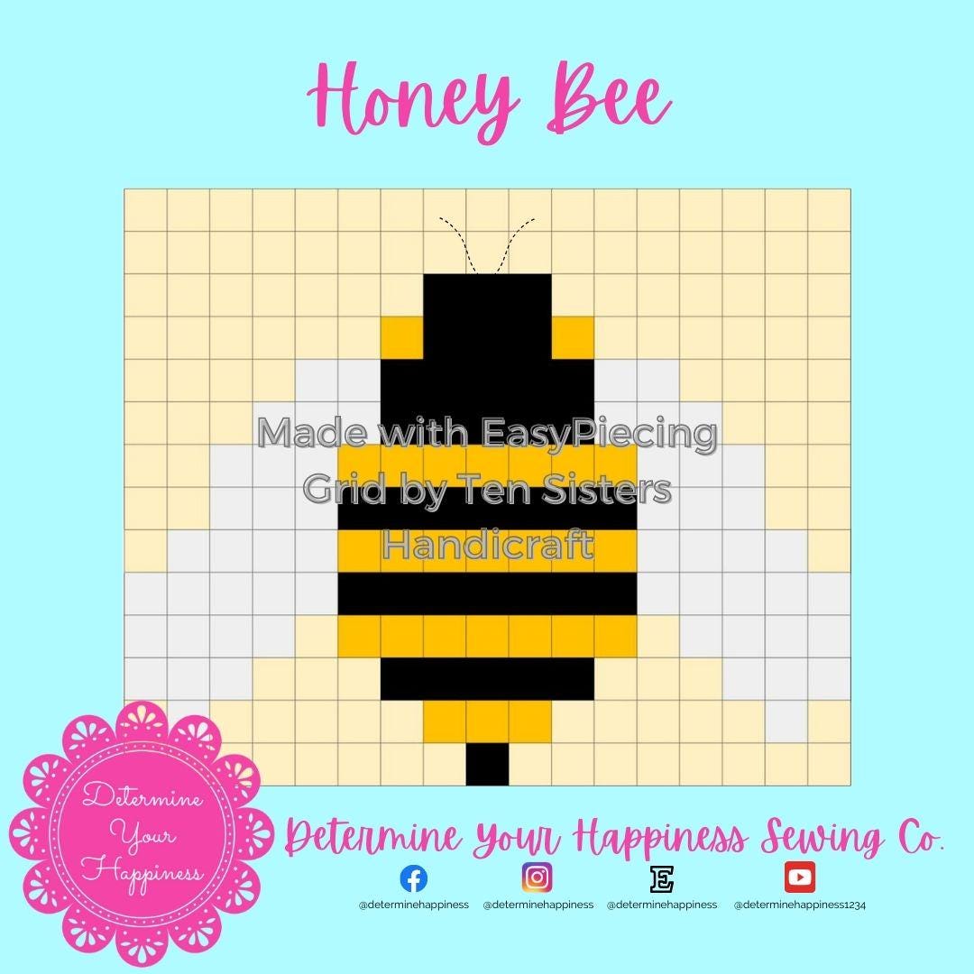 Honey Bee Quilt Block Pattern Comes W/ 2 Panels of Easypiecing Grid by ...