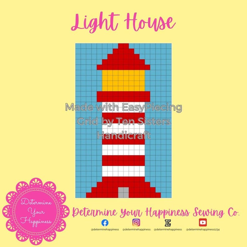 Lighthouse Quilt Block Pattern Comes W/ 2 Panels of Easypiecing Grid by ...