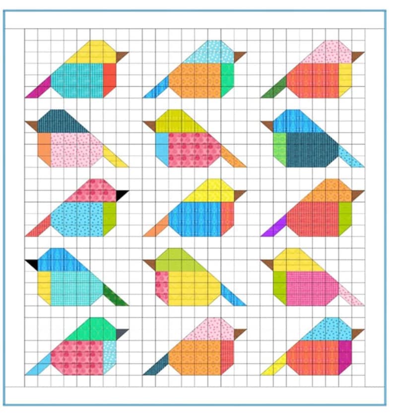 Birdsong Quilt Pattern Comes With 7 Panels of Easypiecing Grid From Ten ...