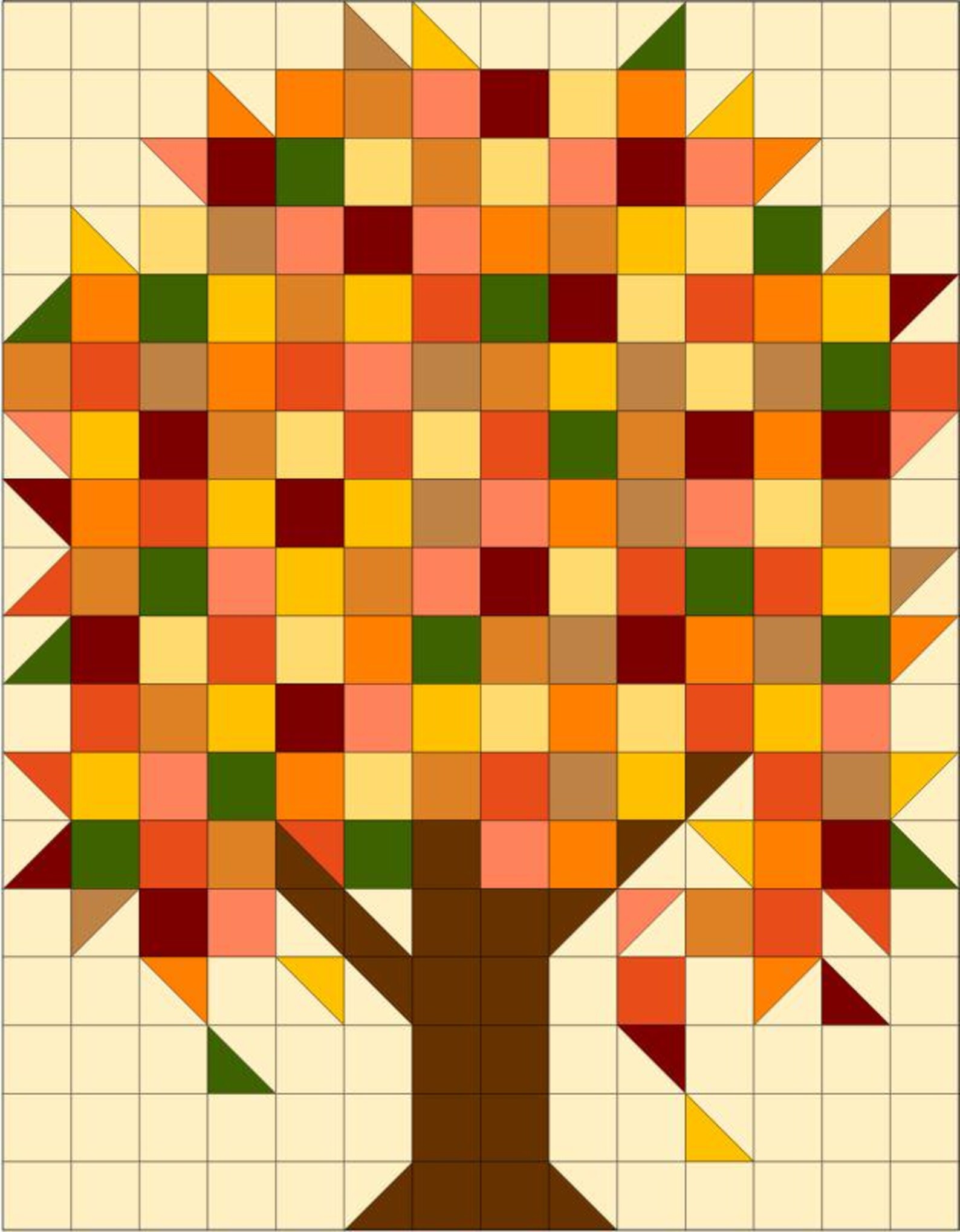 Fall Tree Pattern Comes With 2-panels Easypiecing Grid From Ten Sisters ...
