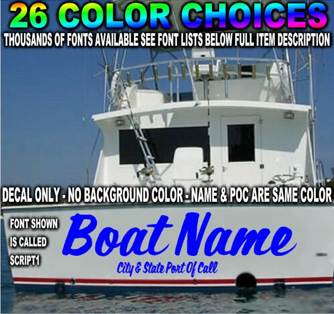 Custom Boat Name Lettering Boat Name Vinyl Decal Sticker Personalized ...