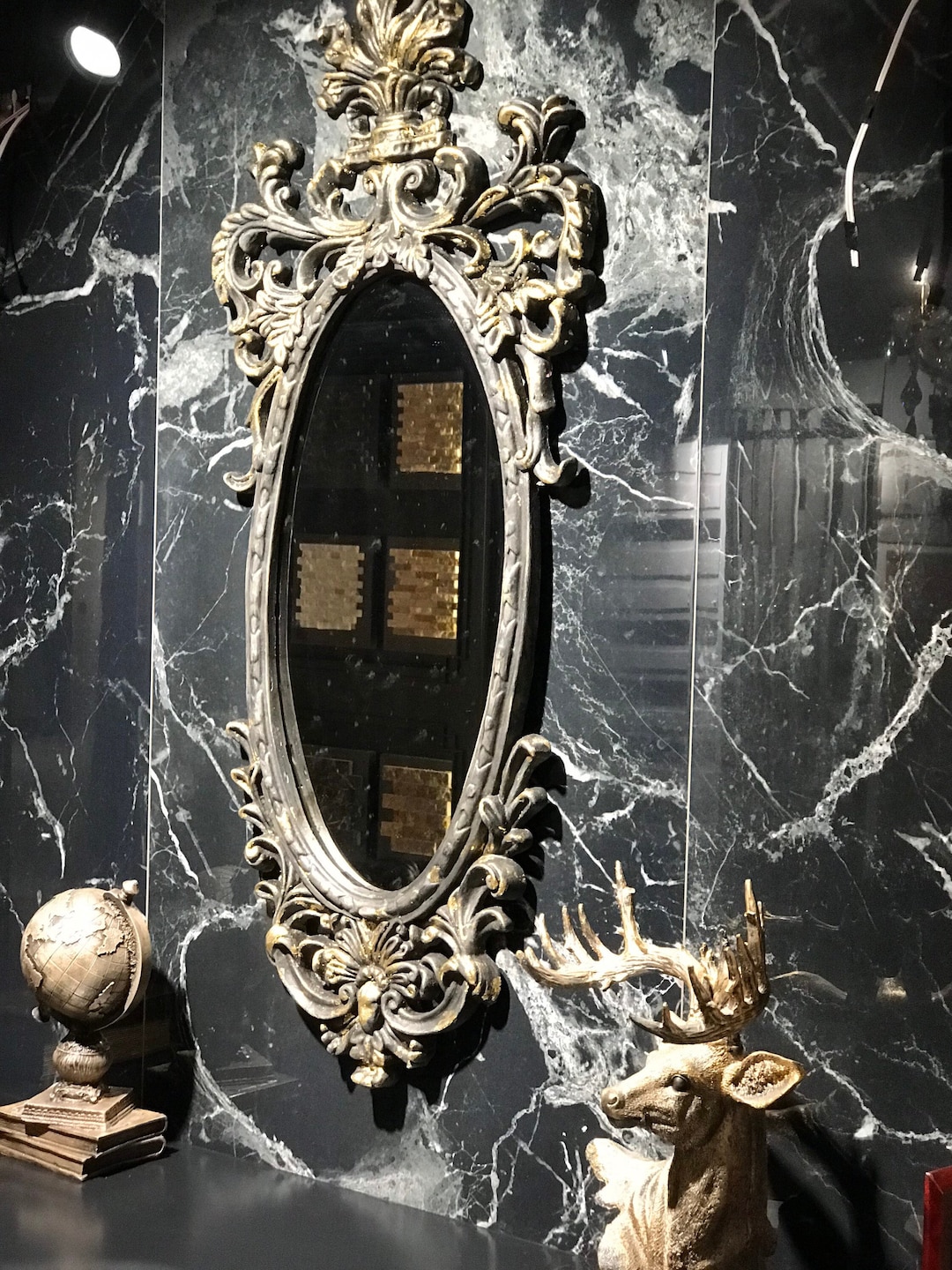 Antique Gold Gilt Oval Mirror Carved Wood Frame 39” Large Framed ...