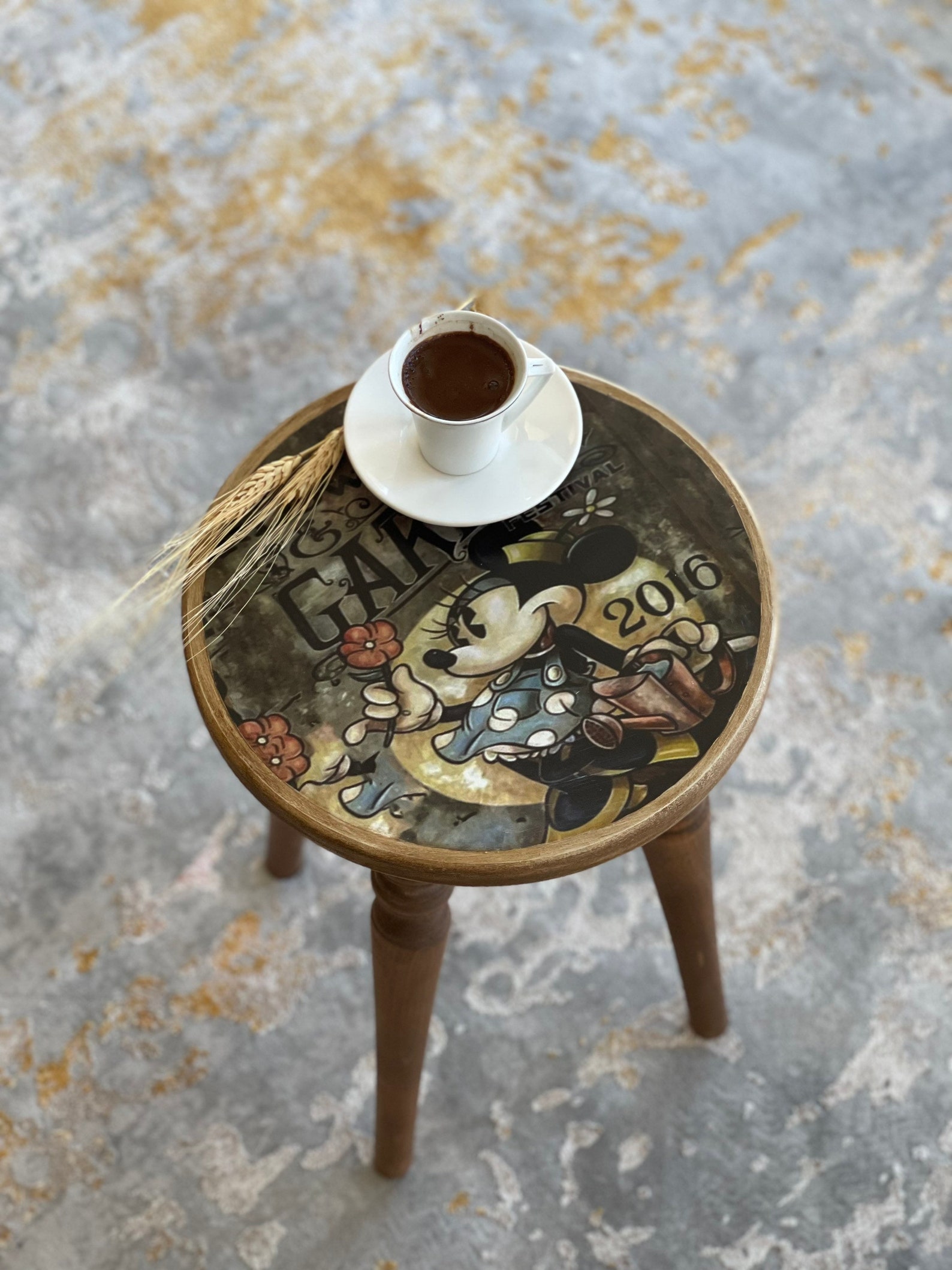 Minnie Mouse Vintage Wooden Stoolminnie Mouse Pouffemickey & | Etsy