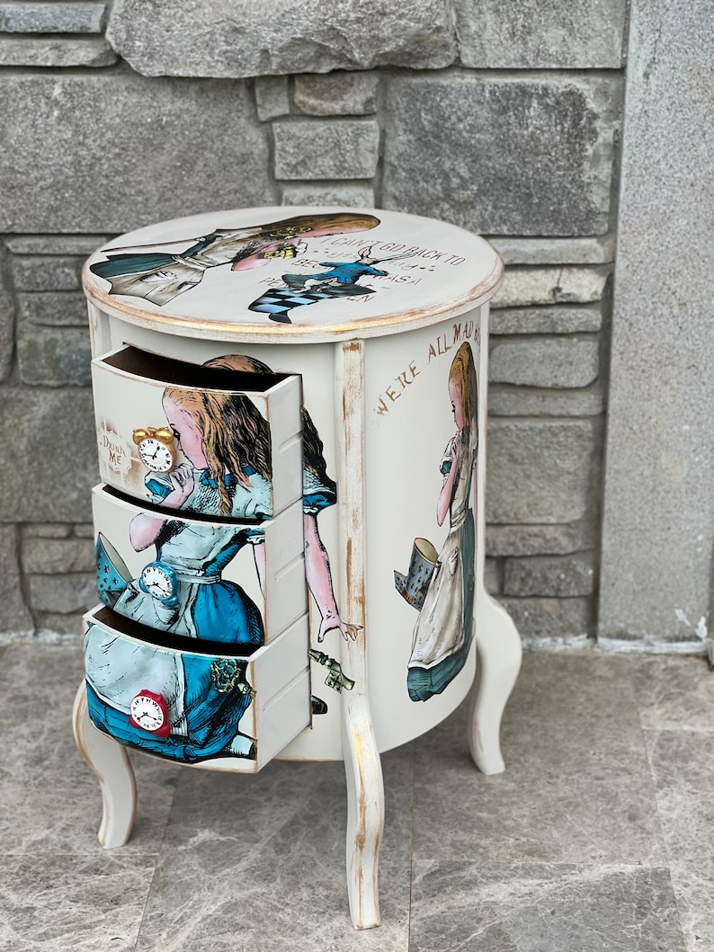Unique Alice in Wonderland Bedside Table Alice in Wonderland - Etsy