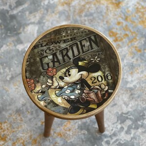 Minnie Mouse Vintage Wooden Stool,minnie Mouse Pouffe,mickey & Minnie ...