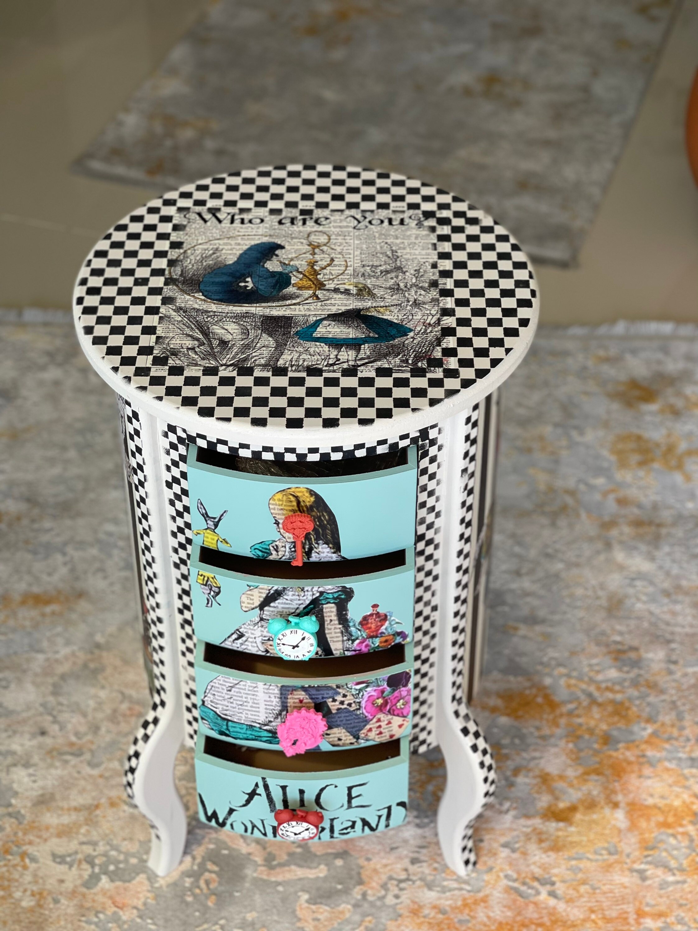 Unique Alice in Wonderland Bedside Table Alice in Wonderland - Etsy