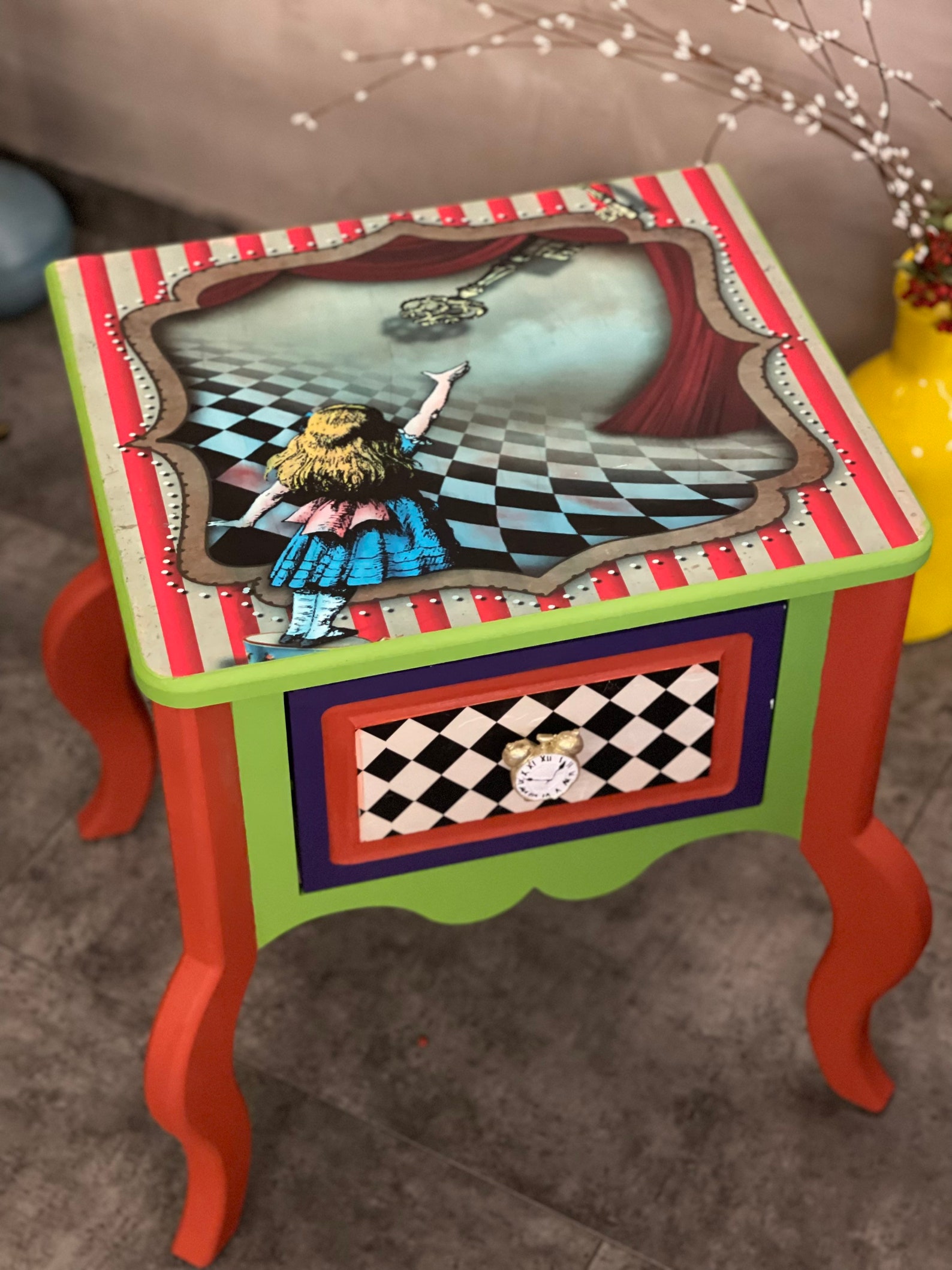 Unique Alice in Wonderland Side Bedside Table Alice in | Etsy