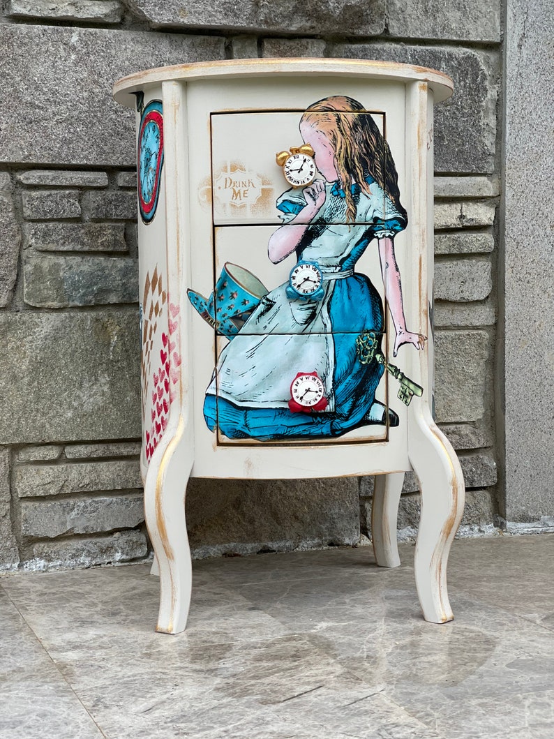 Unique Alice in Wonderland Bedside Table Alice in Wonderland - Etsy