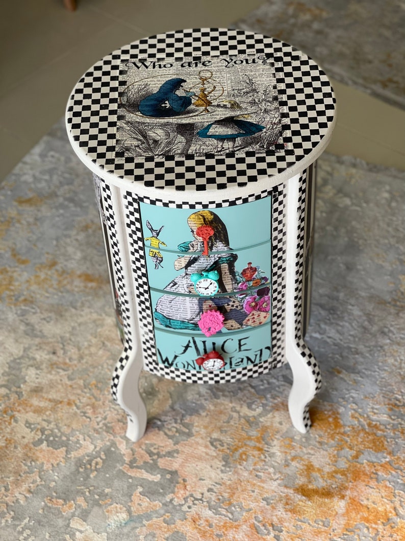 Unique Alice in Wonderland Bedside Table Alice in Wonderland - Etsy