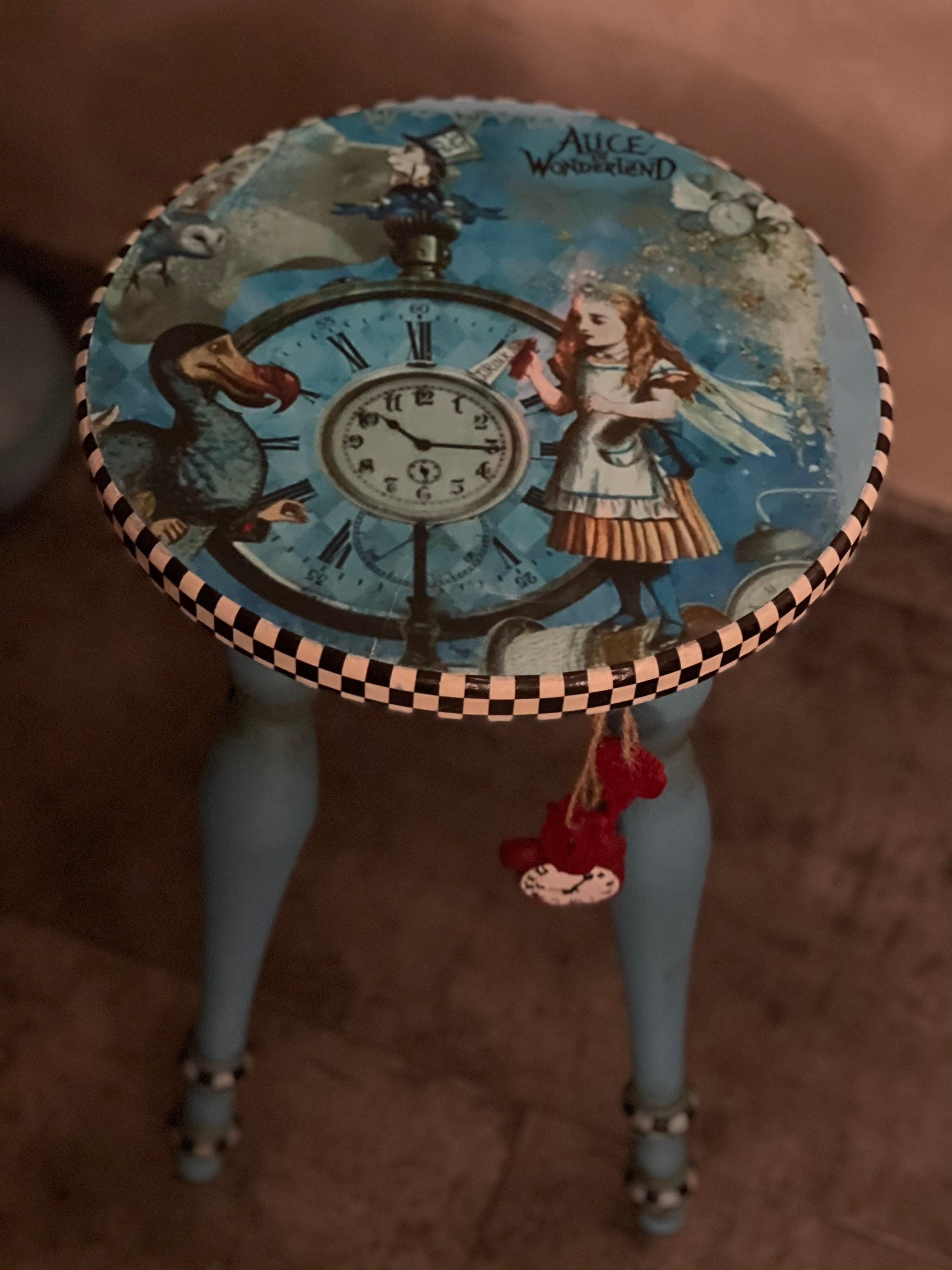 Alice in Wonderland Wooden Stool,alice Pouffe,alice in Wonderland ...