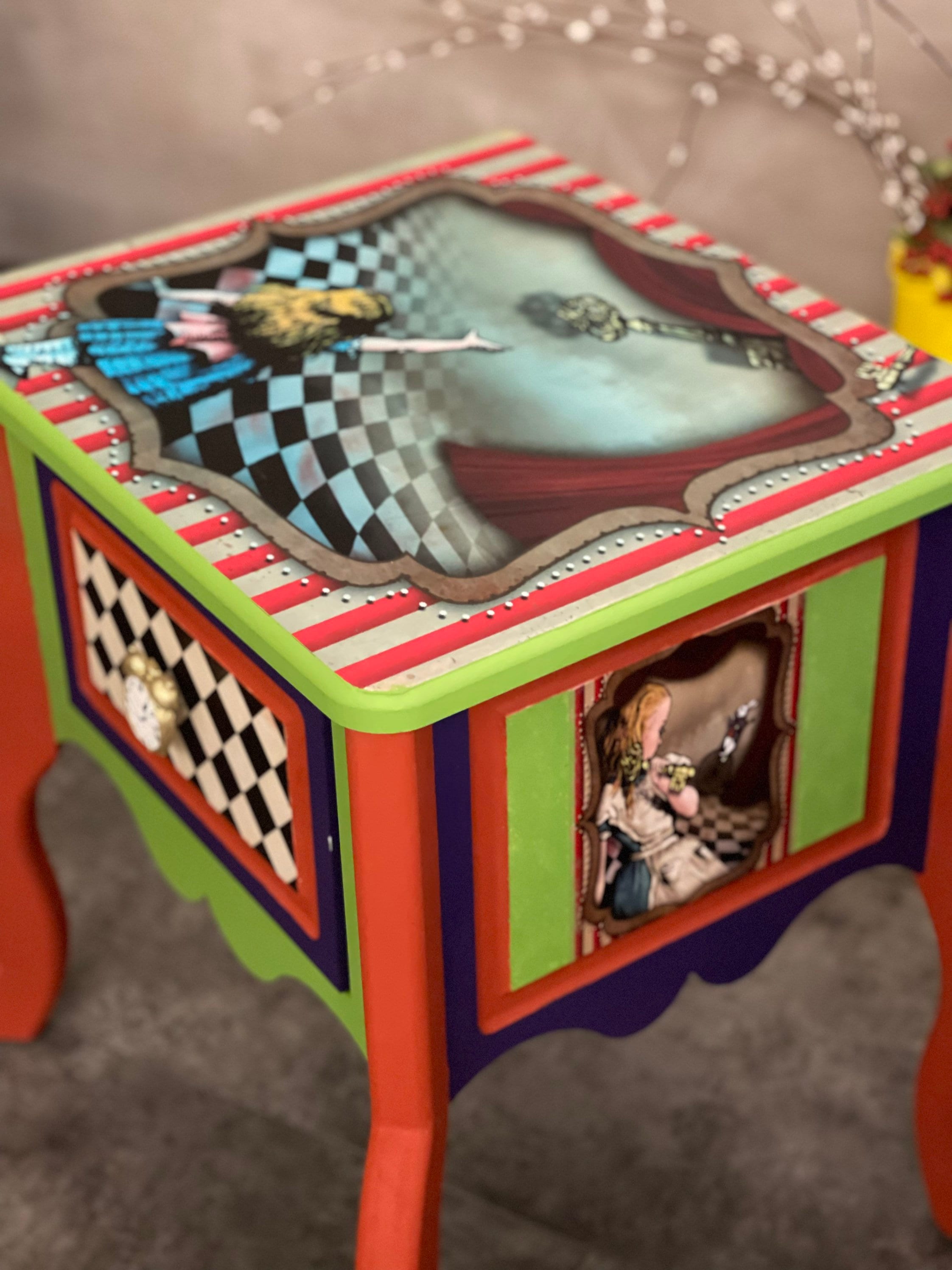 Unique Alice in Wonderland Side Bedside Table Alice in | Etsy