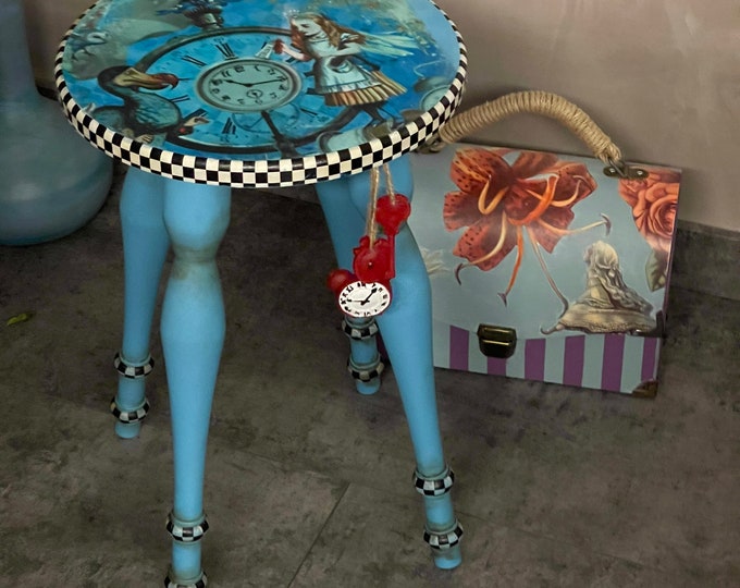 Alice in Wonderland Wooden Stool,alice Pouffe,alice in Wonderland ...