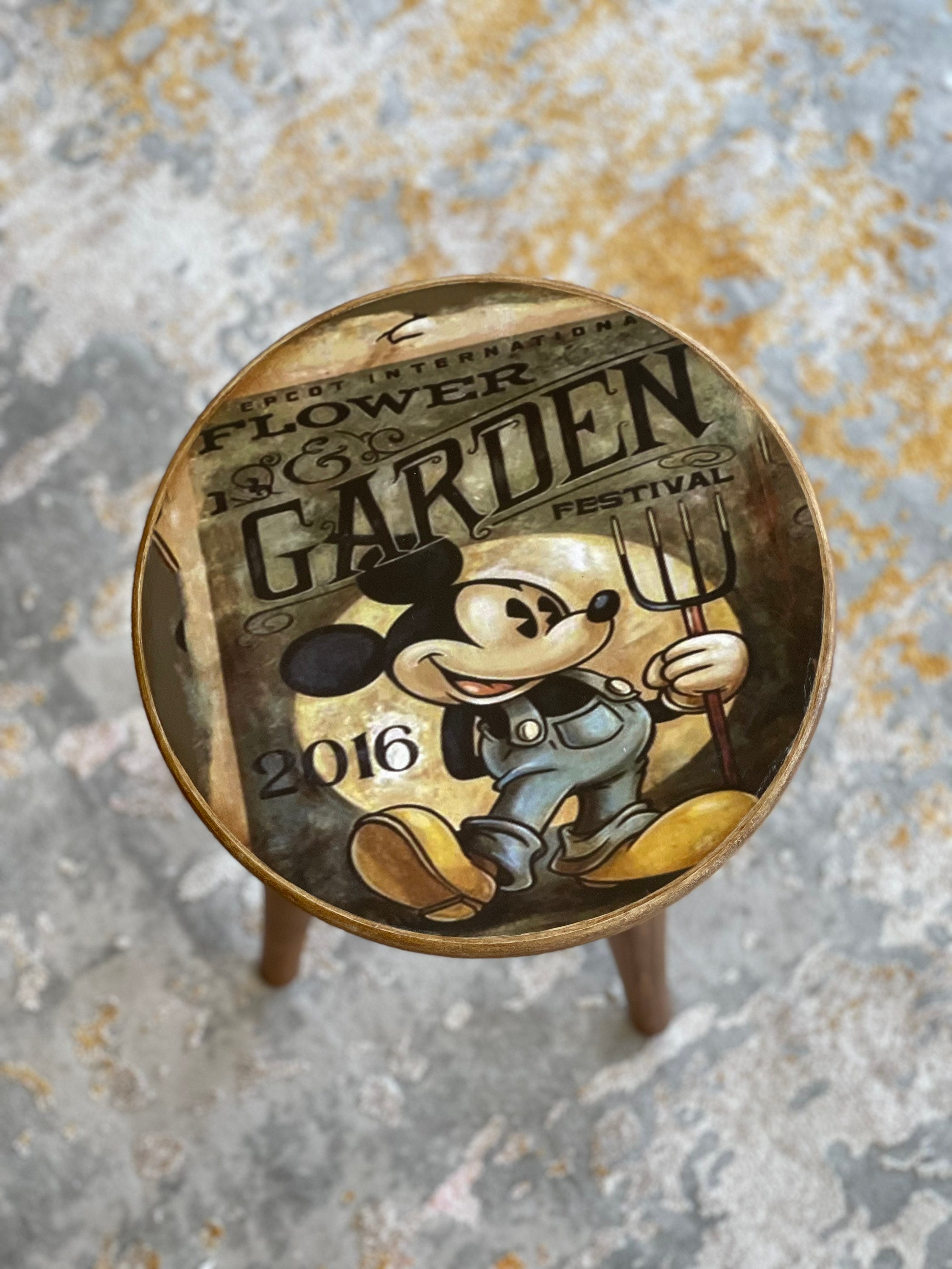 Mickey Mouse Vintage Wooden Stoolmickey Pouffemickey & - Etsy