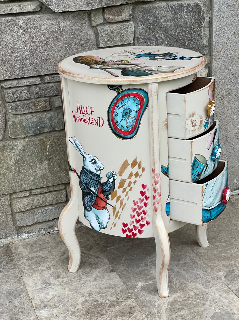 Unique Alice in Wonderland Bedside Table Alice in Wonderland - Etsy