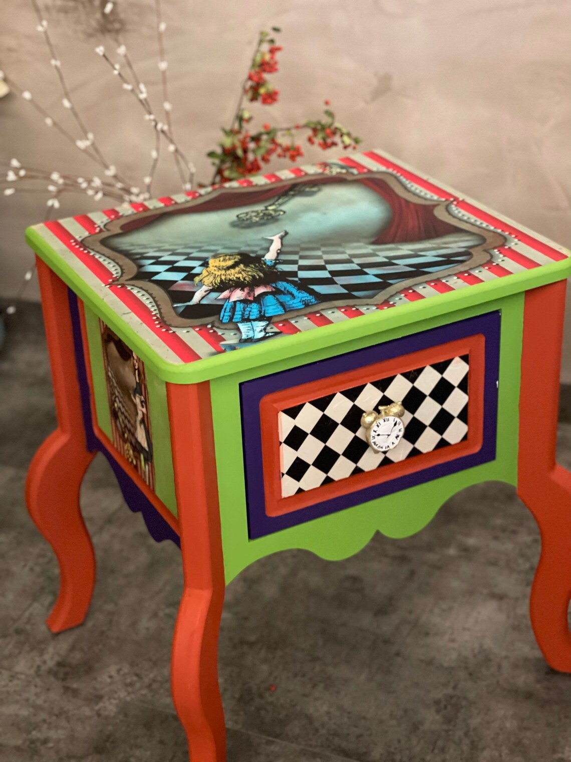 Unique Alice in Wonderland Side Bedside Table Alice in | Etsy