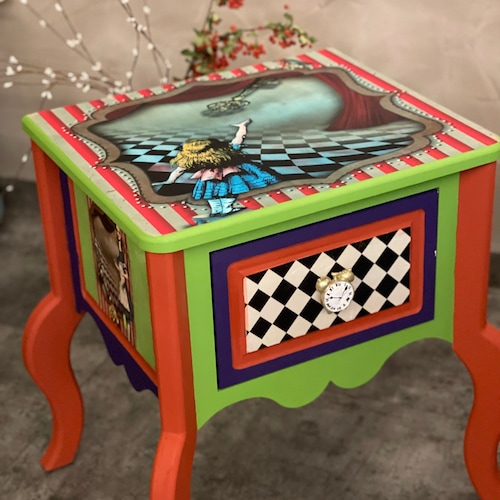 Unique Alice in Wonderland Bedside Table Alice in Wonderland - Etsy