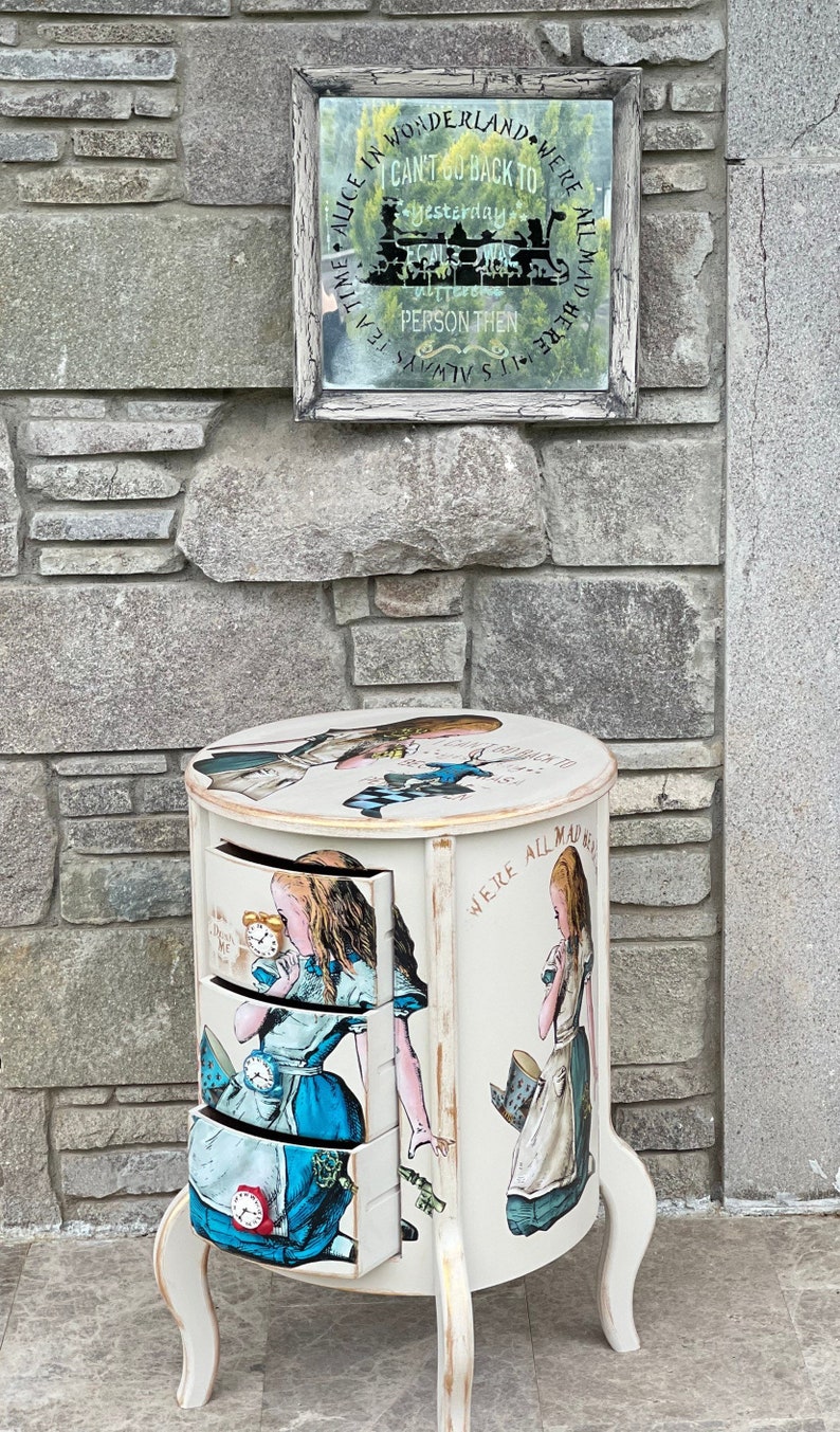 Unique Alice in Wonderland Bedside Table Alice in Wonderland - Etsy