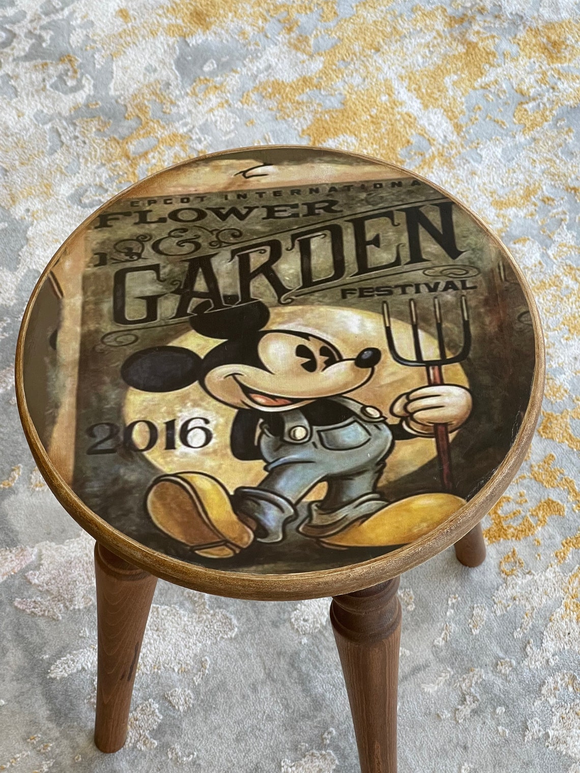 Mickey Mouse Vintage Wooden Stoolmickey Pouffemickey & | Etsy