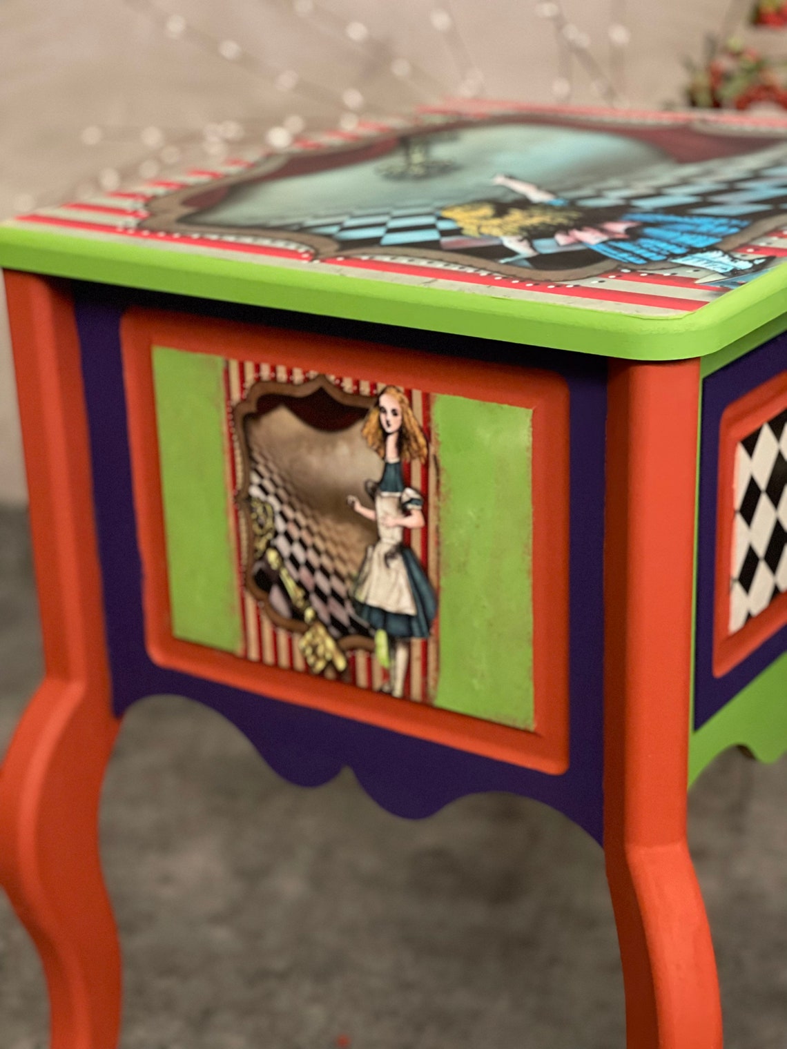 Unique Alice in Wonderland Side Bedside Table Alice in | Etsy
